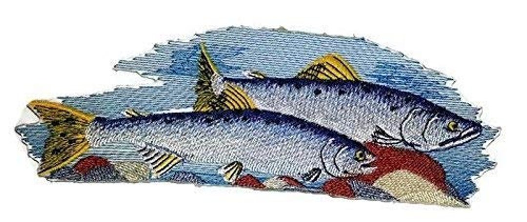 Pink Salmon Embroidered Iron On/sew Patch [7" X 4"] - Etsy