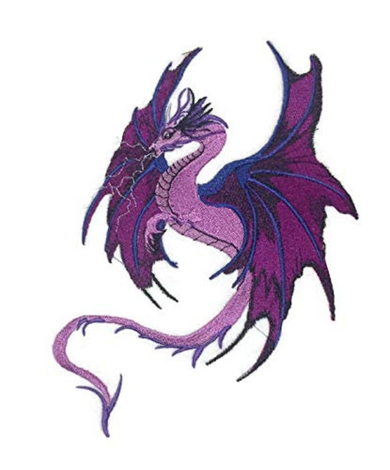 Custom Purple Lightning Dragon Embroidered Iron On/sew Patch - Etsy