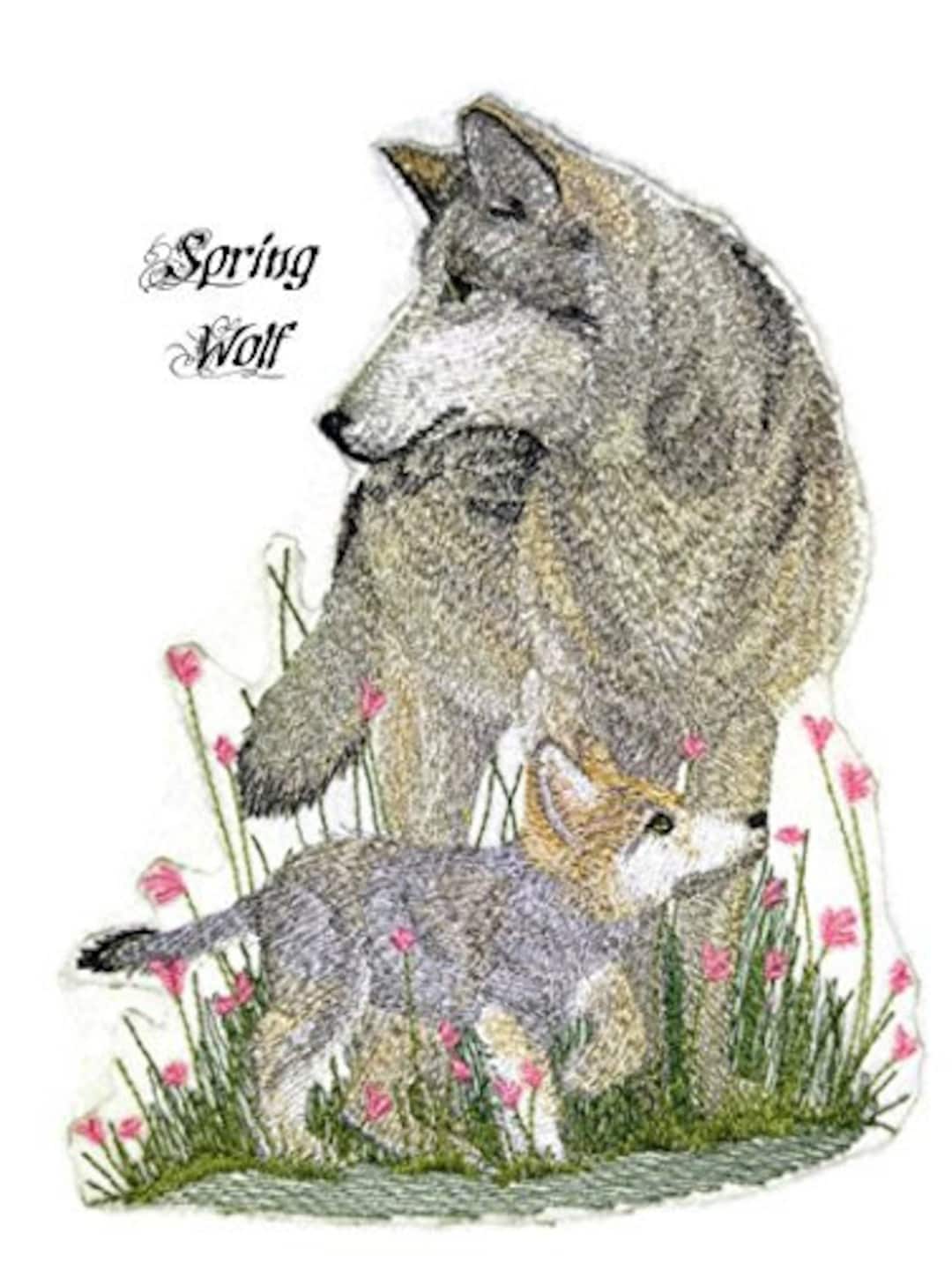 Spring Wolf Embroidered Iron On/sew Patch [7" X 5.5"] - Etsy