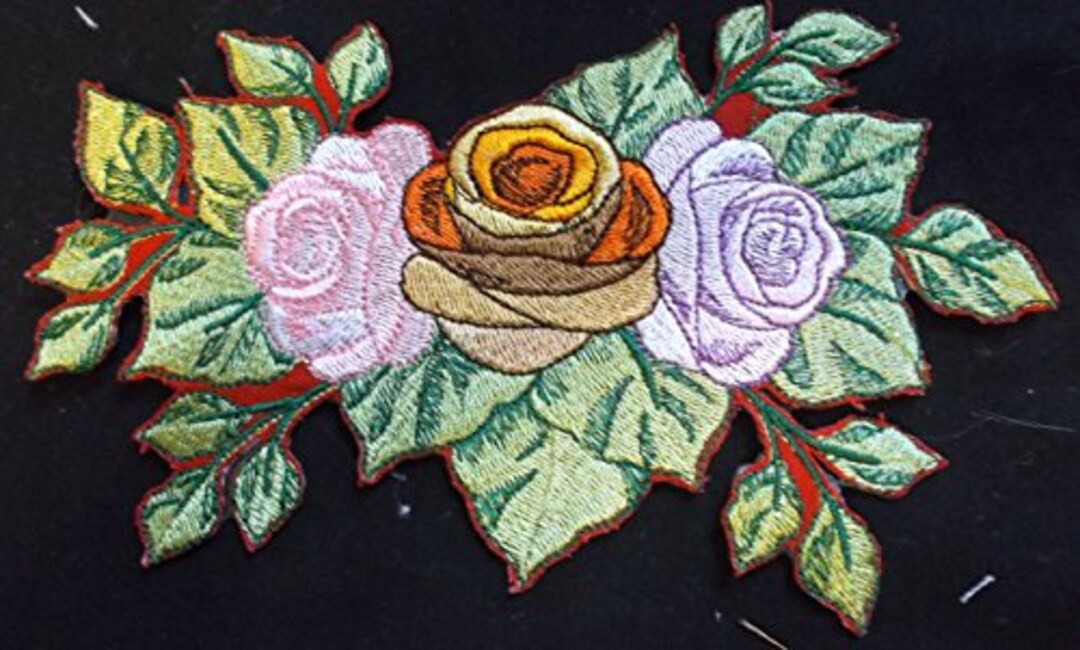 Embroidered Rose Patch: Romantic Floral Iron-on Applique (4.5"x4.5") - Etsy