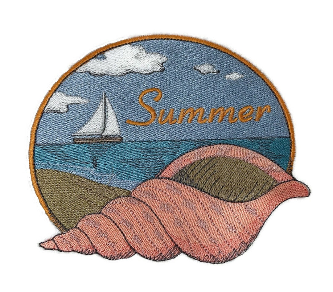 Custom Sea Sells Seashells Embroidered Iron On/sew Patch [ 5. 83 "(w) X ...