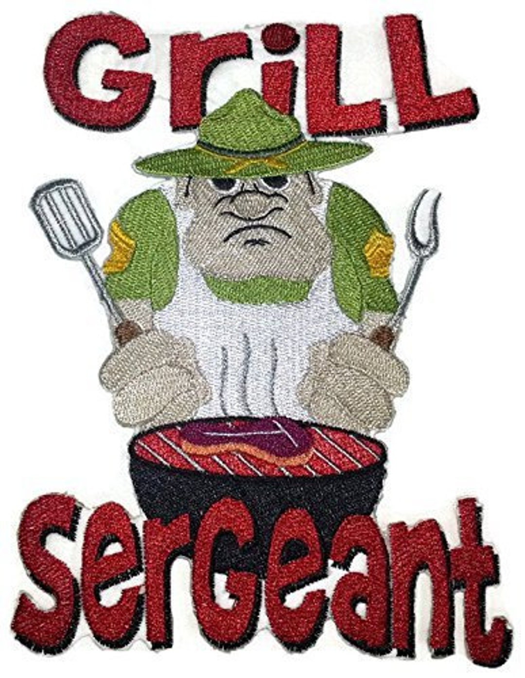 BBQ Apron Design [grill Sergeant] Embroidered Iron On/sew Patch [7.5 X ...