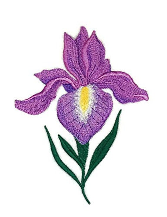 Bloom Iris Flower Embroidered Iron On/sew Patch 4.7w - Etsy