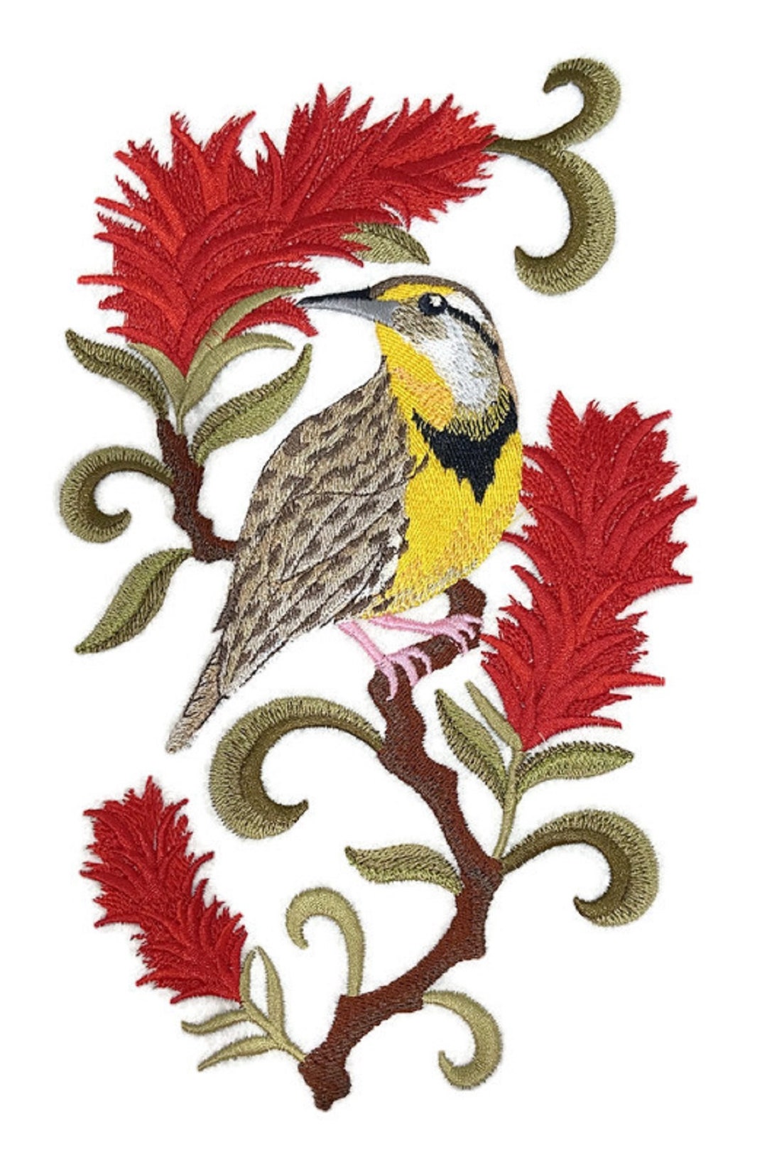 Western Meadowlark Embroidery Patch: Wyoming Bird Iron-on Applique - Etsy
