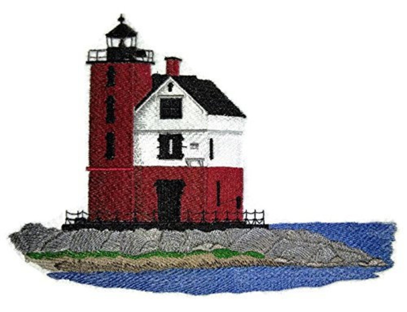 Round Island Lighthouse Michigan Embroidered Iron On/sew Patch [7.82" X ...