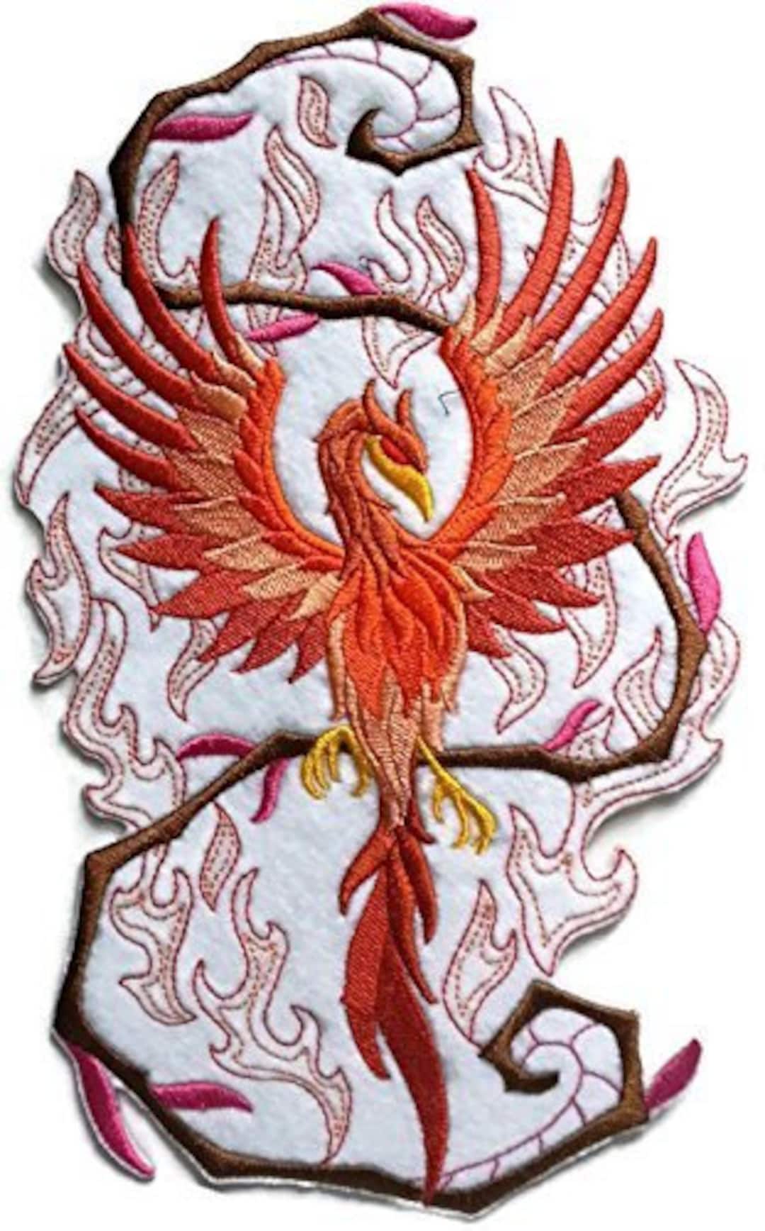 Custom Phoenix in Fantasy Flames Embroidery Iron On/sew Patch [5.85" X ...