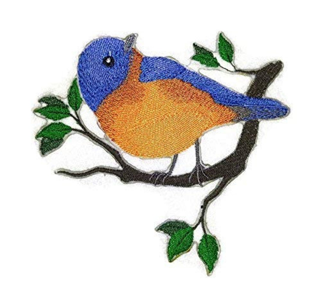 Single Eastern Bluebird Embroidered Iron On/sew Patch [5" X 4.5"] - Etsy