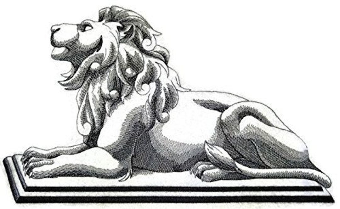 Stately Lion on Plinth Embroidered Iron On/sew Patch - Etsy