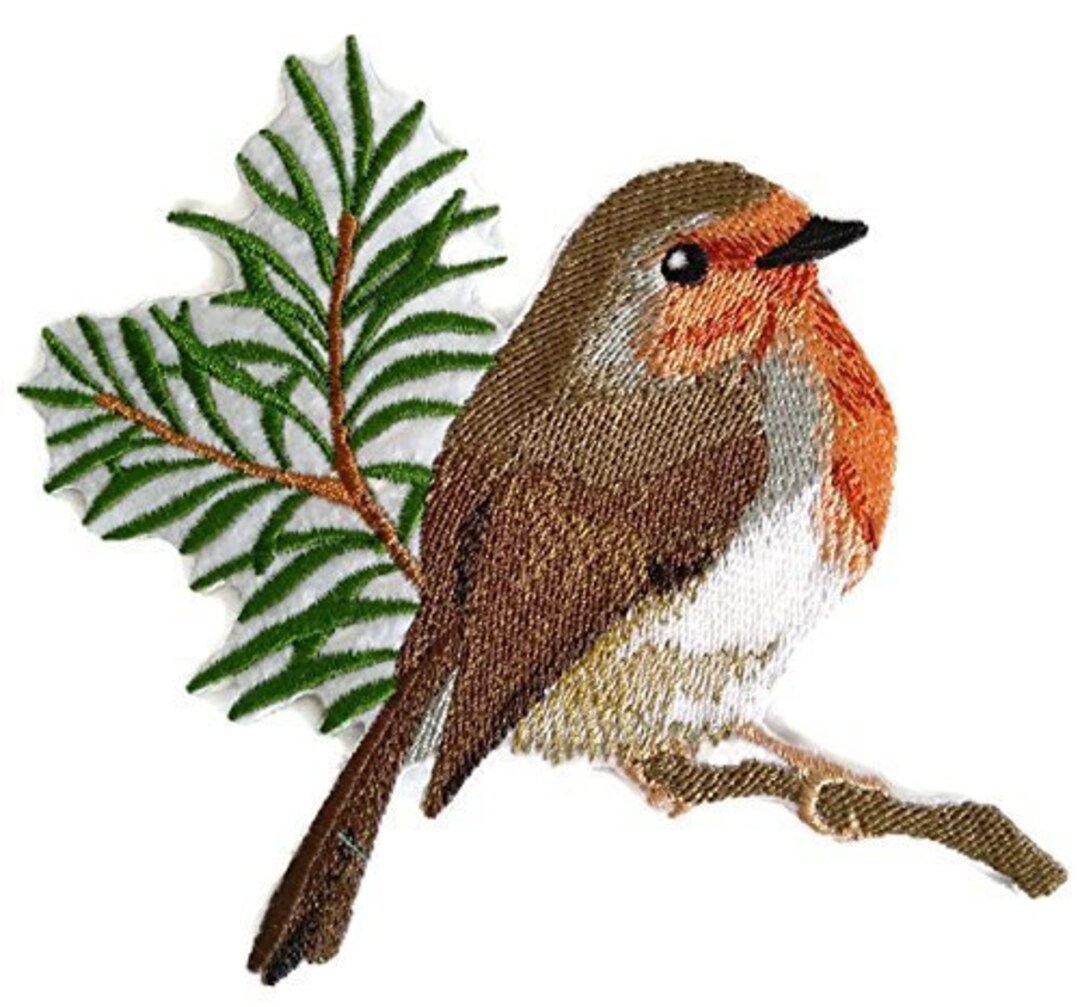 Single European Robin Bird Embroidered Iron On/sew Patch [4.3" X 4.9 ...