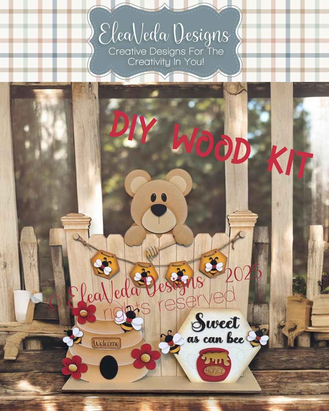 Honey Bee Interchangeable Fence, DIY Wood Kit, Interchangeable Diy Wood ...
