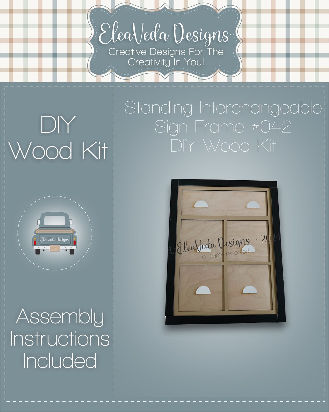 Interchangeable Standing Sign Frame DIY Wood Kit, DIY Wood Kit ...