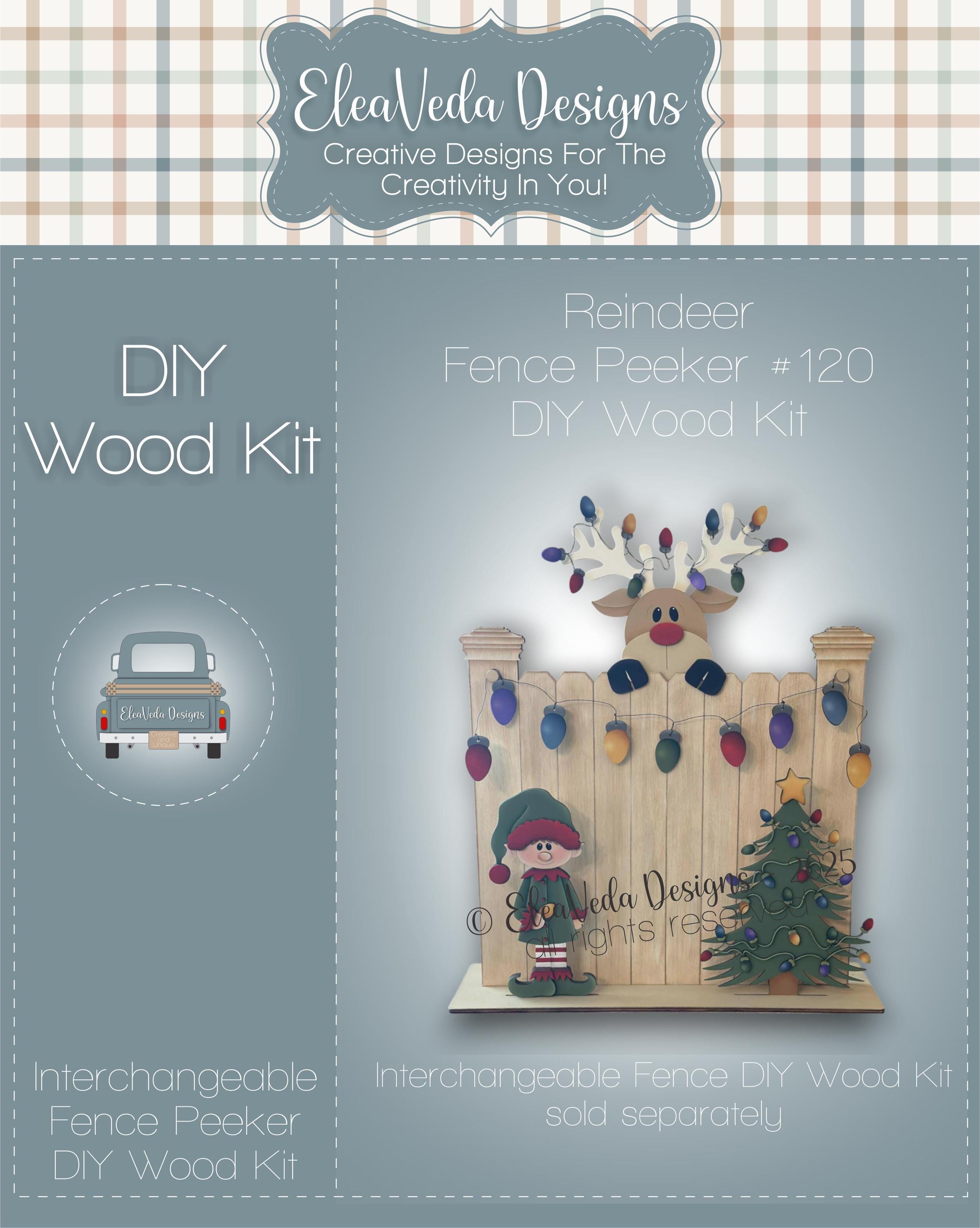Reindeer Christmas Fence Peeker DIY Wood Kit | Christmas Wood Blank Kit ...