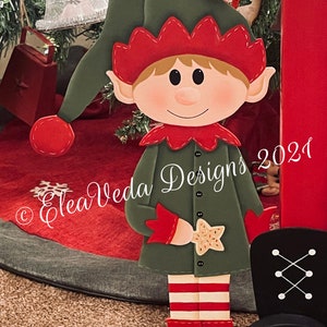 Country Christmas Santa and Elf Holiday House Warmer - Porch Greeter ...