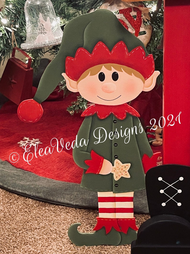 Country Christmas Santa and Elf Holiday House Warmer - Porch Greeter ...