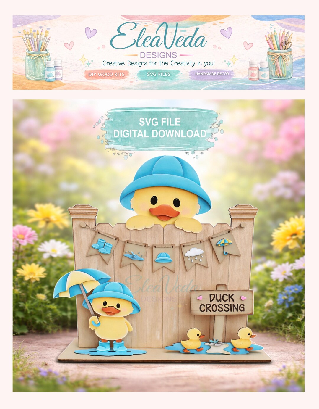 Duck Fence Peeker SVG | Spring Interchangeable Fence Insert | Duck ...