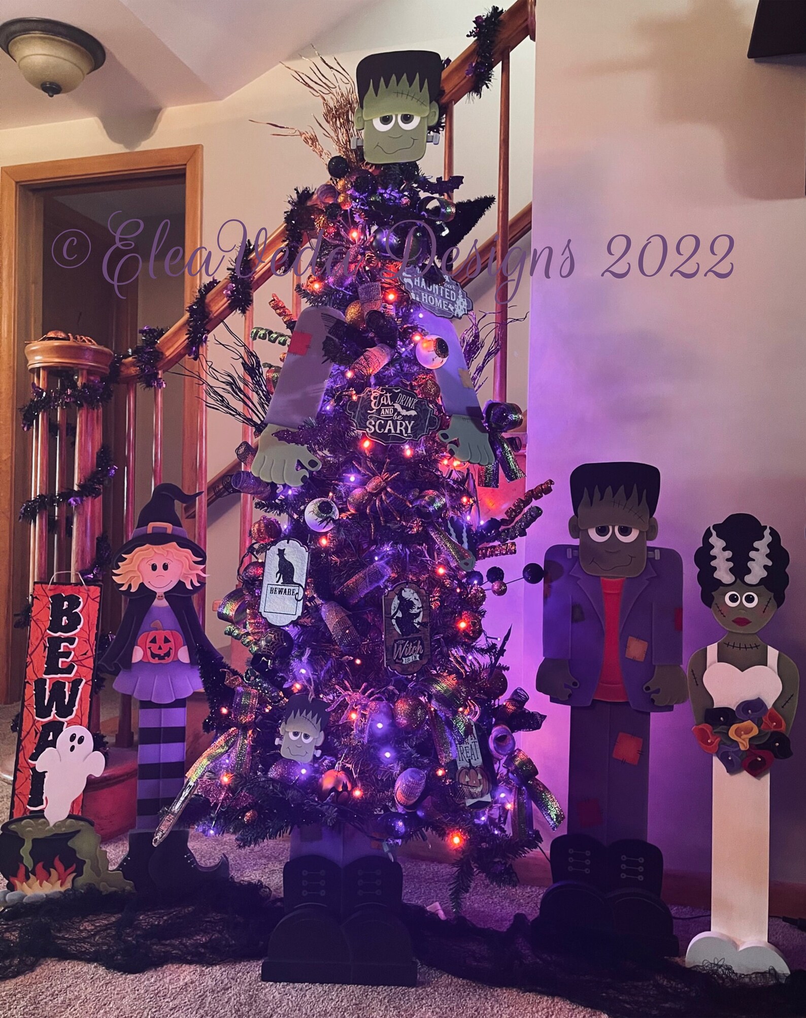 Frankenstein Holiday Hugger Tree Topper Halloween Tree - Etsy