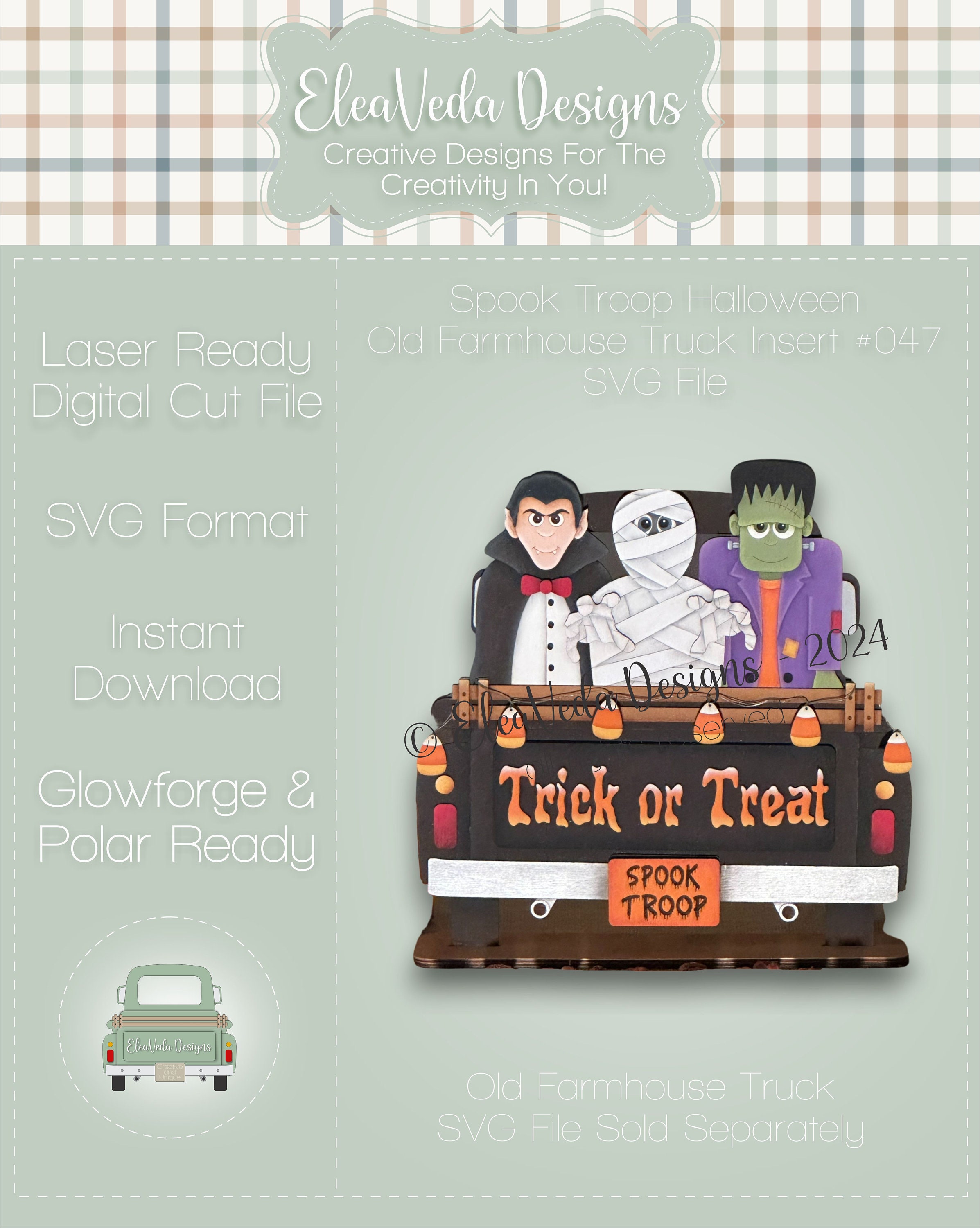 Spook Troop Halloween Old Farmhouse Truck Insert SVG, Interchangeable ...