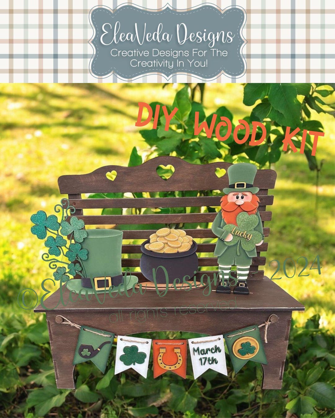 St. Patrick's Day Porch Bench Insert DIY Wood Kit, Interchangeable ...