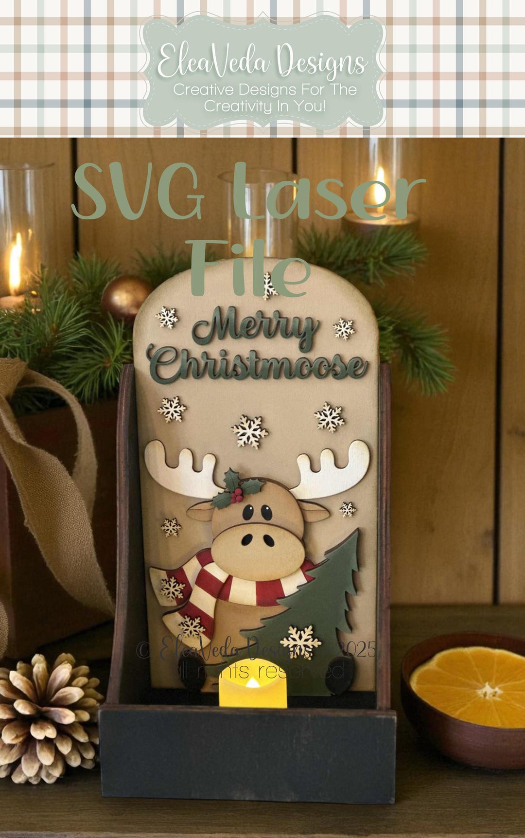 SVG File – “merry Christmoose” Primitive Moose Insert | Interchangeable ...