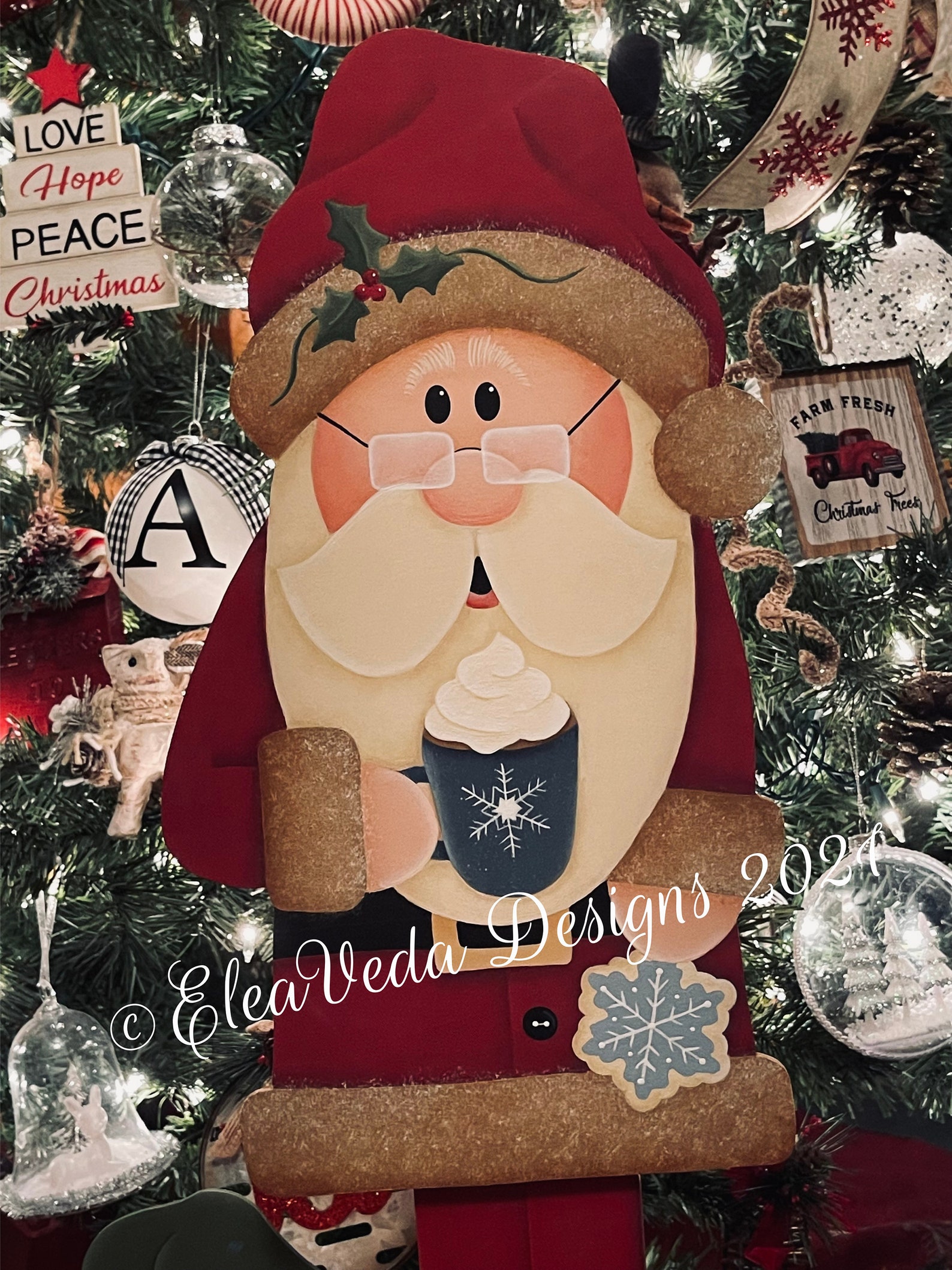 Country Christmas Santa and Elf Holiday House Warmer - Porch Greeter ...