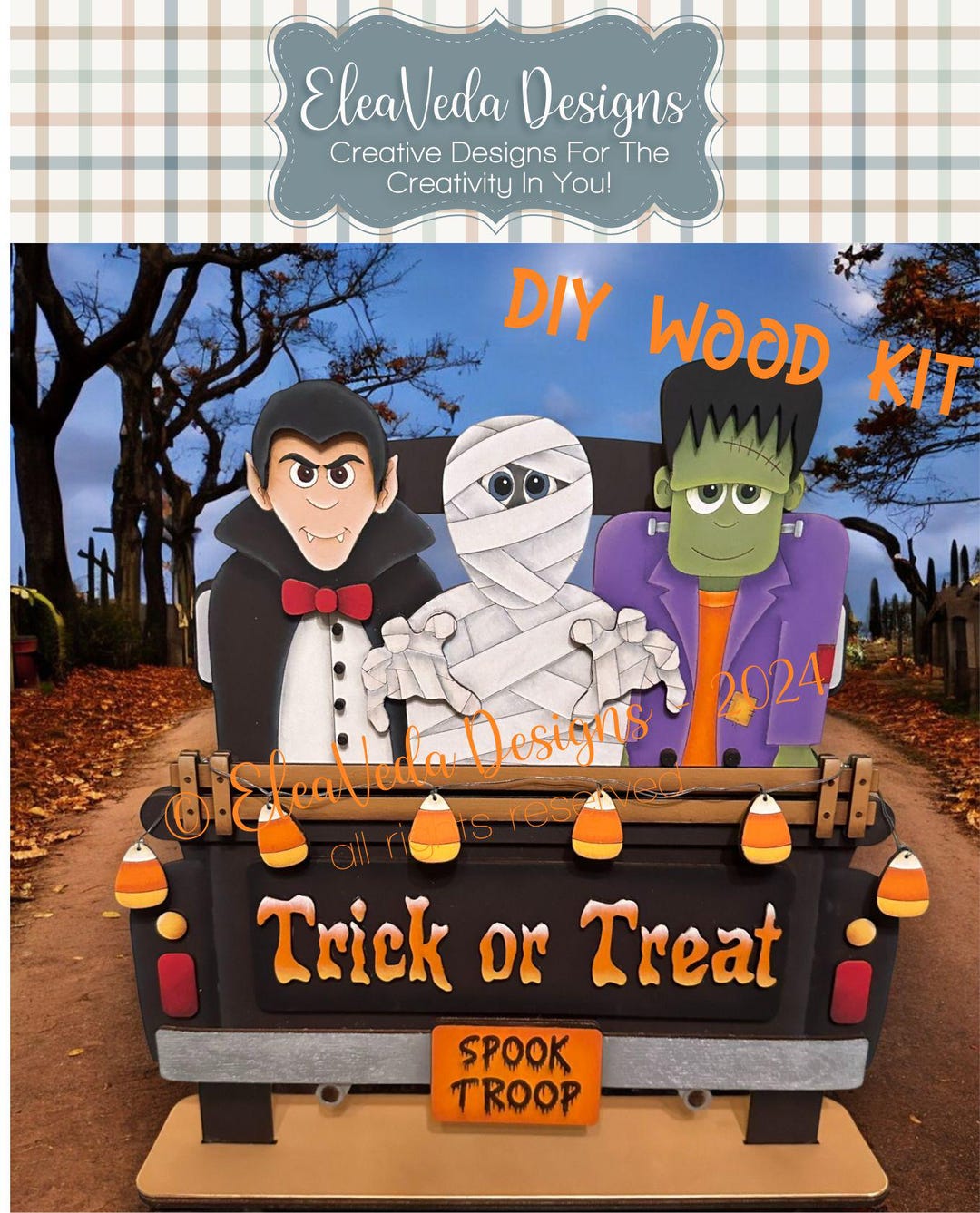 Spook Troop Halloween Old Farmhouse Truck Insert DIY Wood Kit, DIY Wood ...