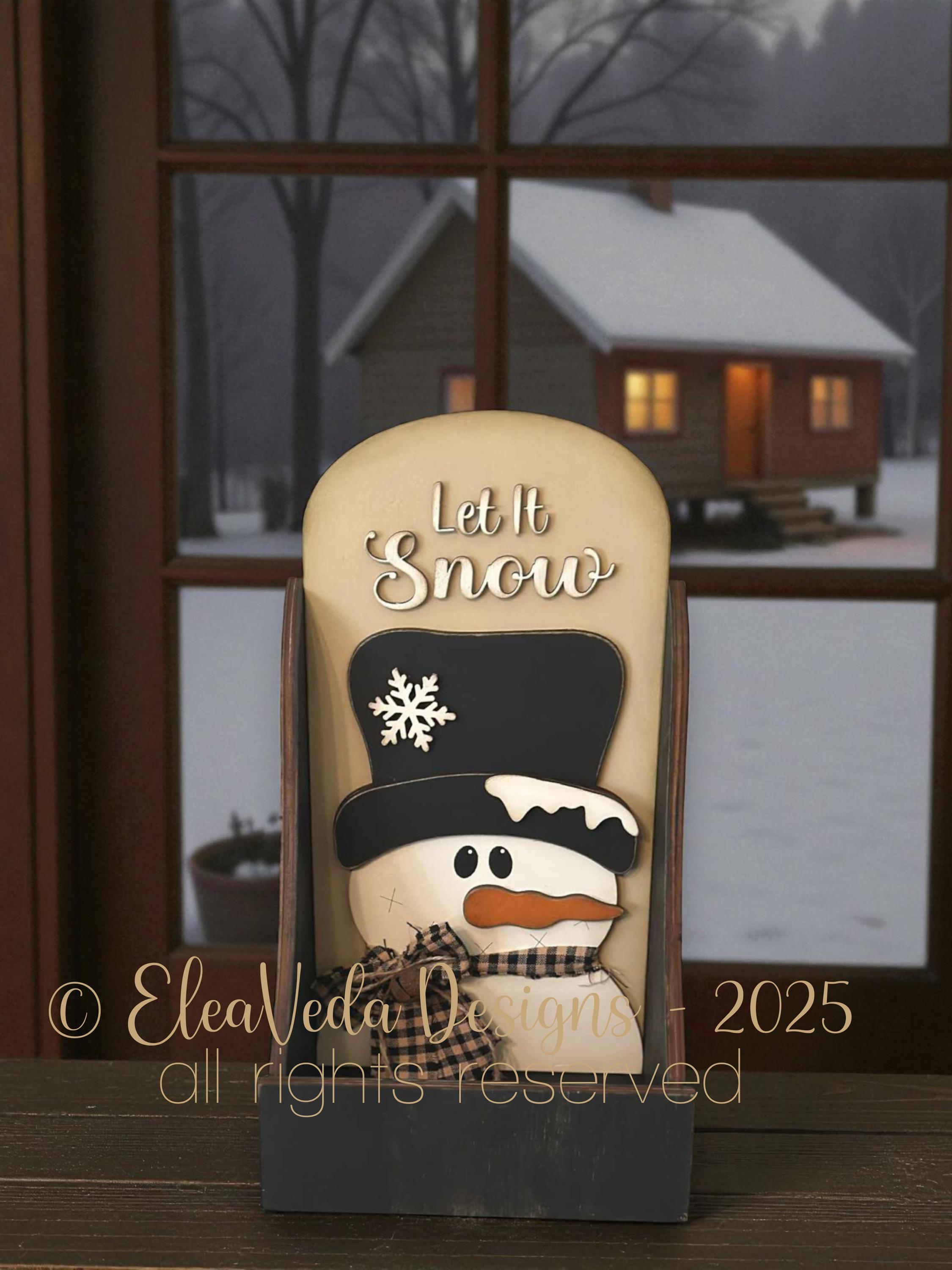 SVG File – “let It Snow” Primitive Snowman Insert | Interchangeable Tea ...