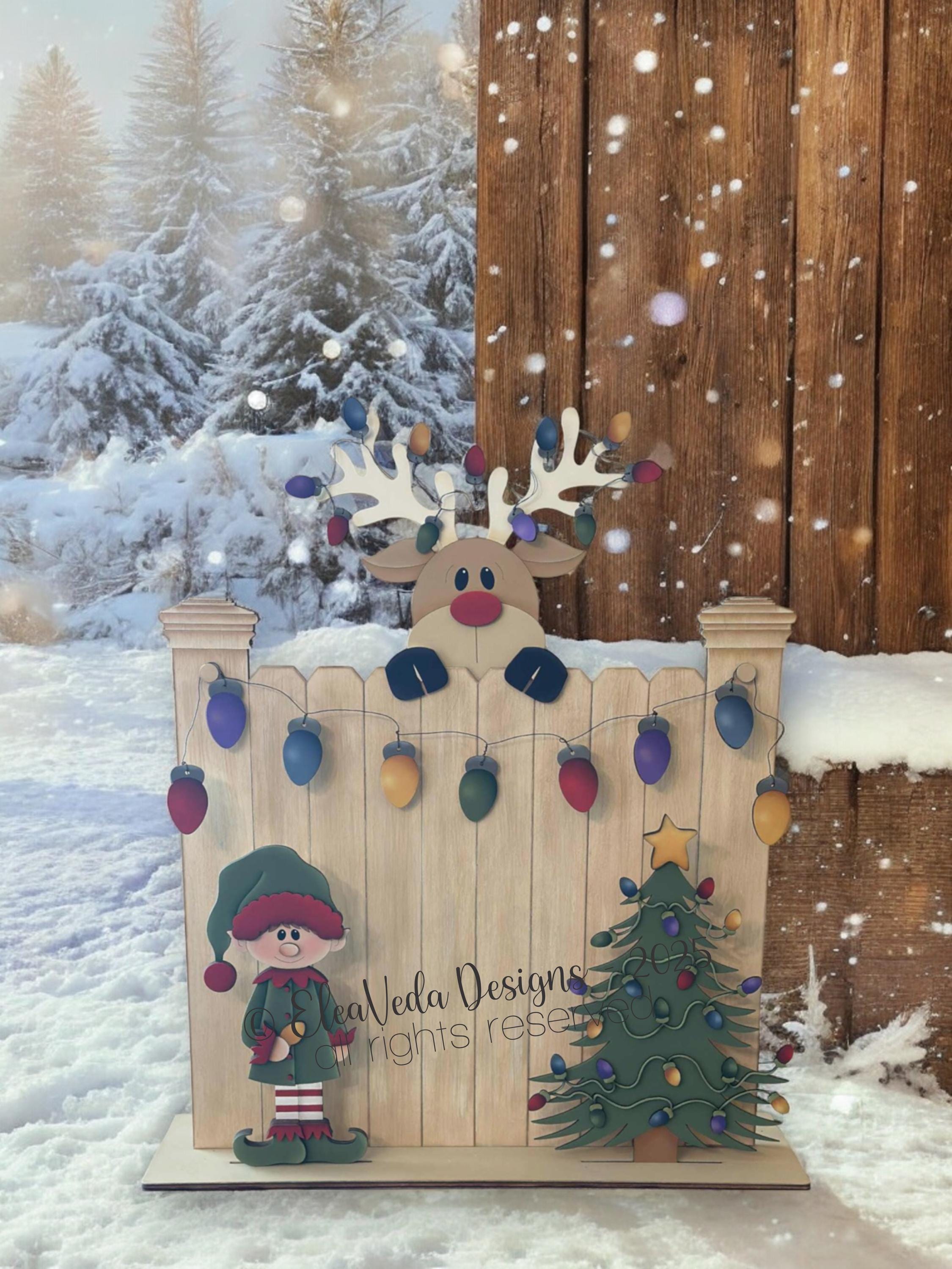 Reindeer Christmas Fence Peeker DIY Wood Kit | Christmas Wood Blank Kit ...