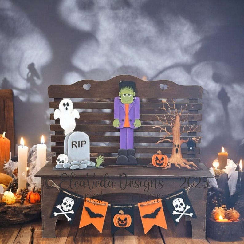 Halloween Frankenstein Bench Insert SVG File, Bench SVG, Bench Insert ...