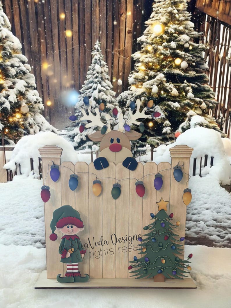 Reindeer Christmas Fence Peeker DIY Wood Kit | Christmas Wood Blank Kit ...