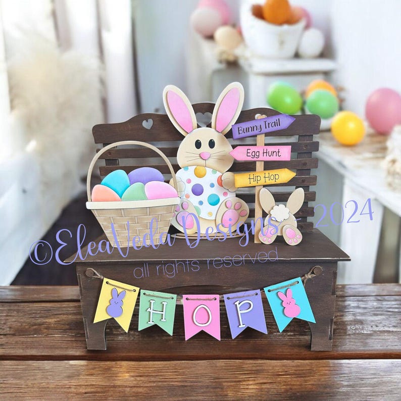 Easter Bench Insert SVG File, Easter SVG, Easter Bunny SVG, Easter ...