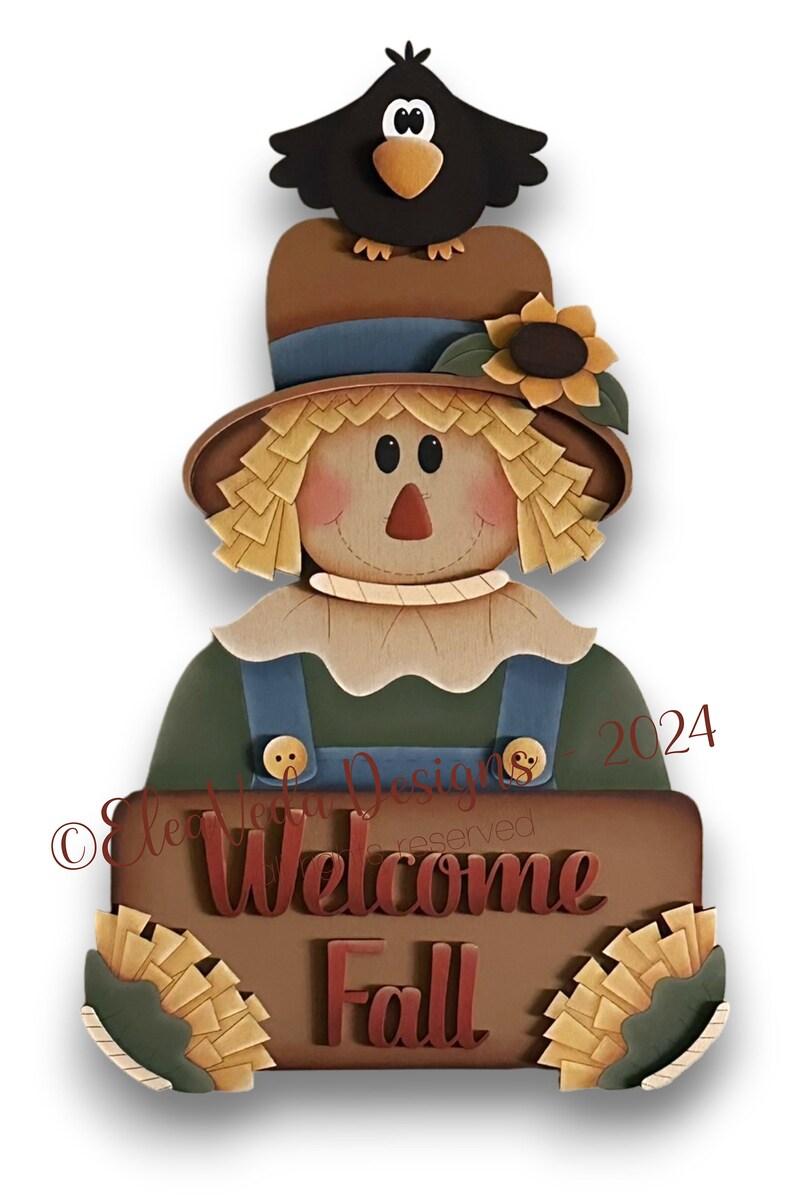 Welcome Fall Scarecrow Sign Decorative Painting E-pattern Digital ...