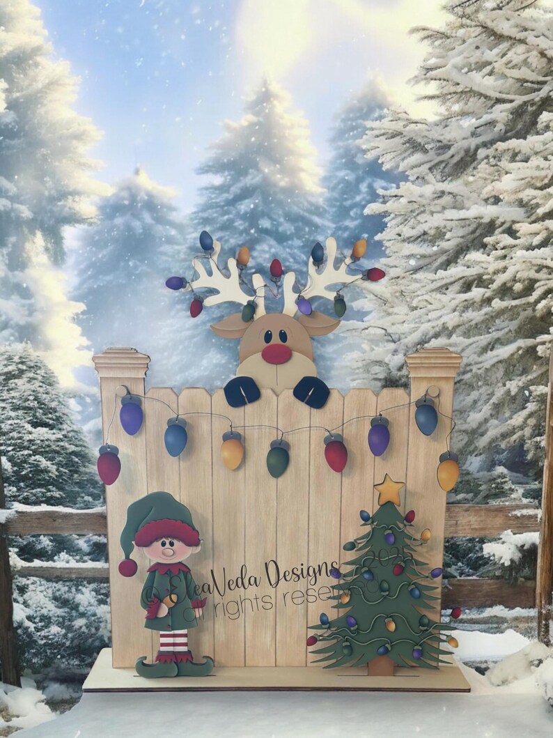 Reindeer Christmas Fence Peeker DIY Wood Kit | Christmas Wood Blank Kit ...