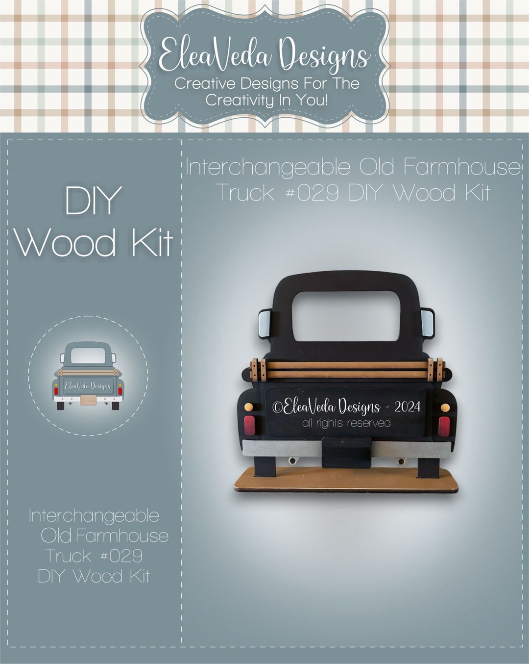 Interchangeable Old Farmhouse Truck DIY Wood Kit, DIY Wood Kit, Truck ...