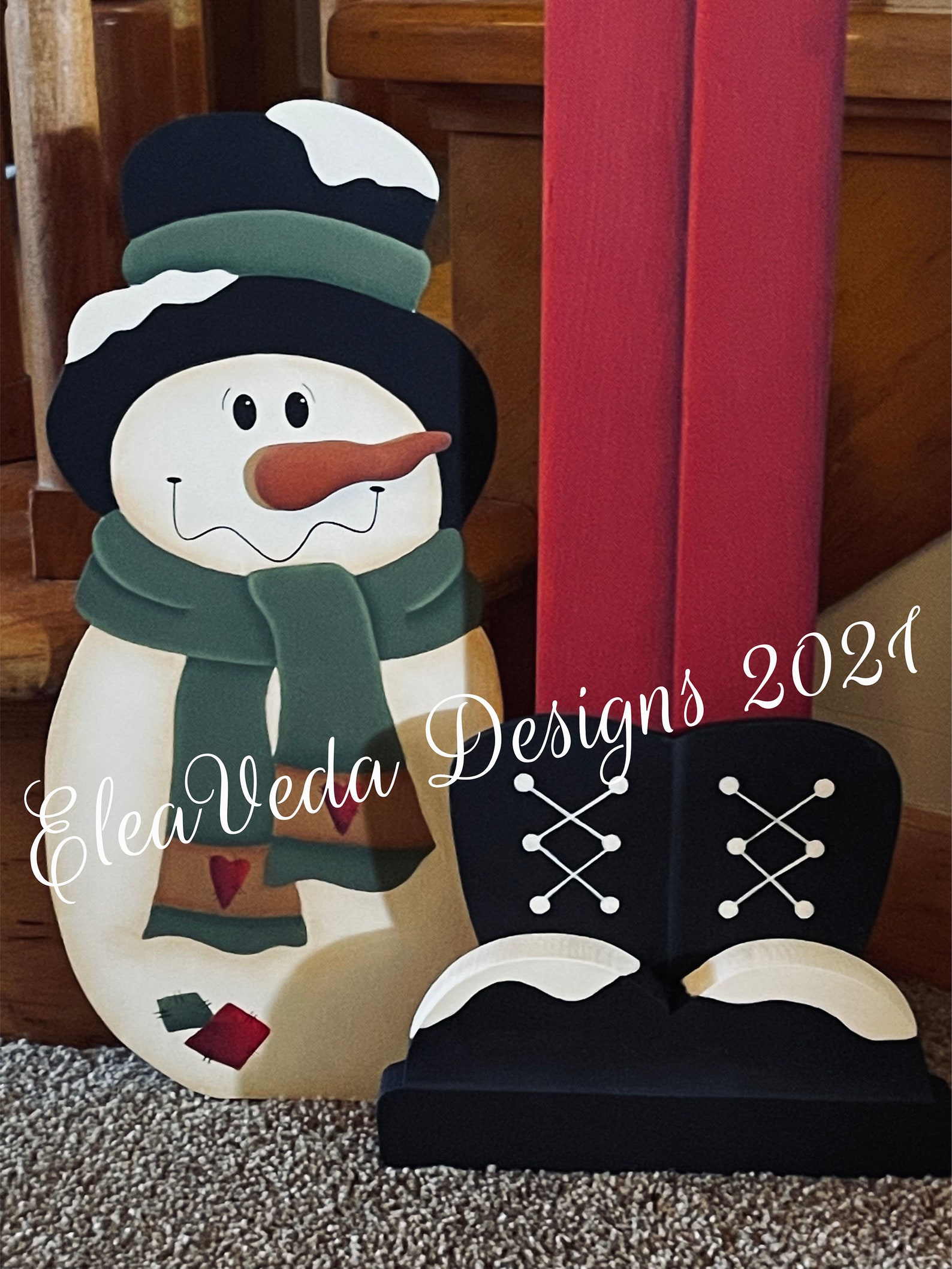 Country Christmas Santa and Snowman Holiday House Warmer - Etsy