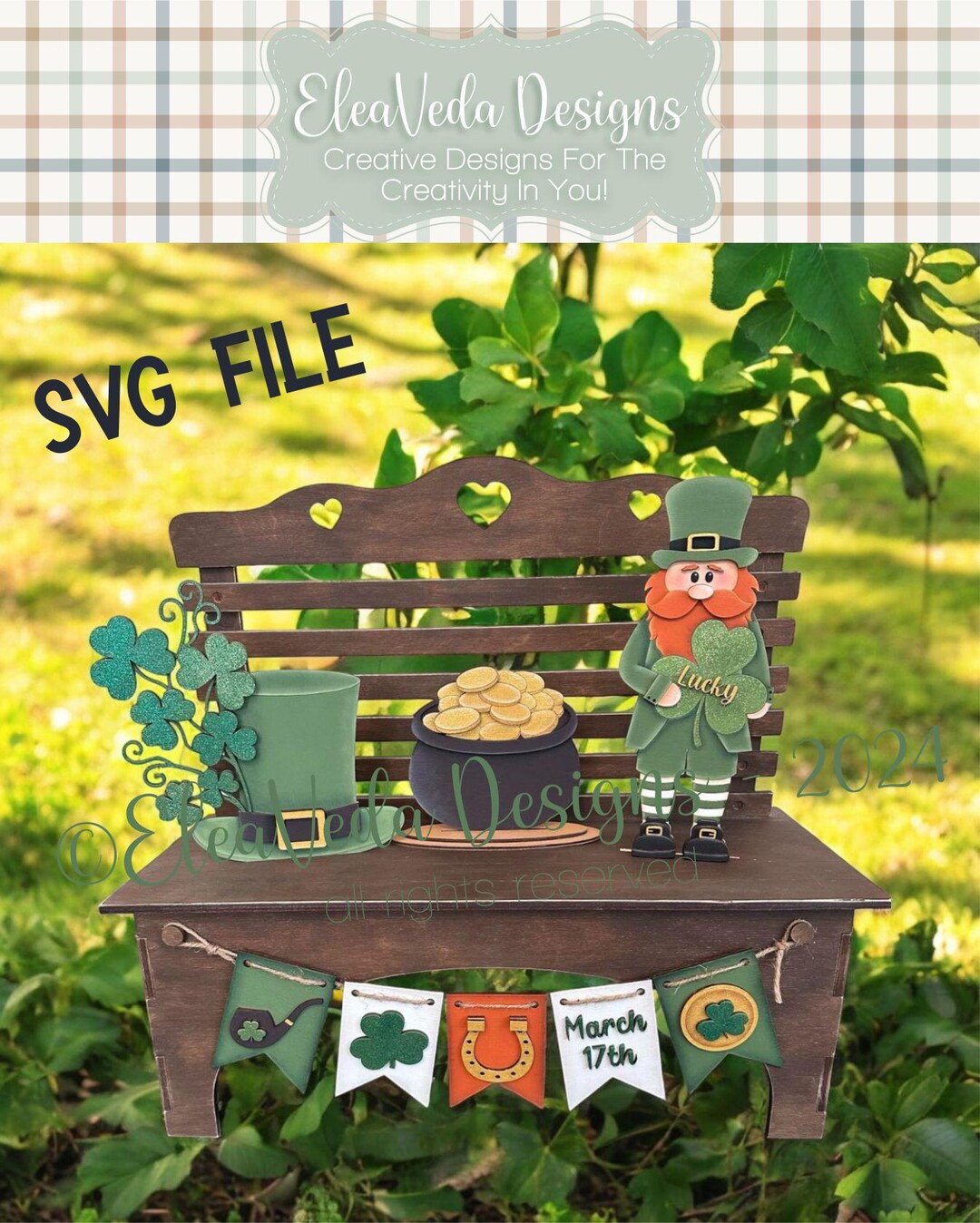 St. Patrick's Day Porch Bench Insert SVG, Interchangeable Bench, St ...