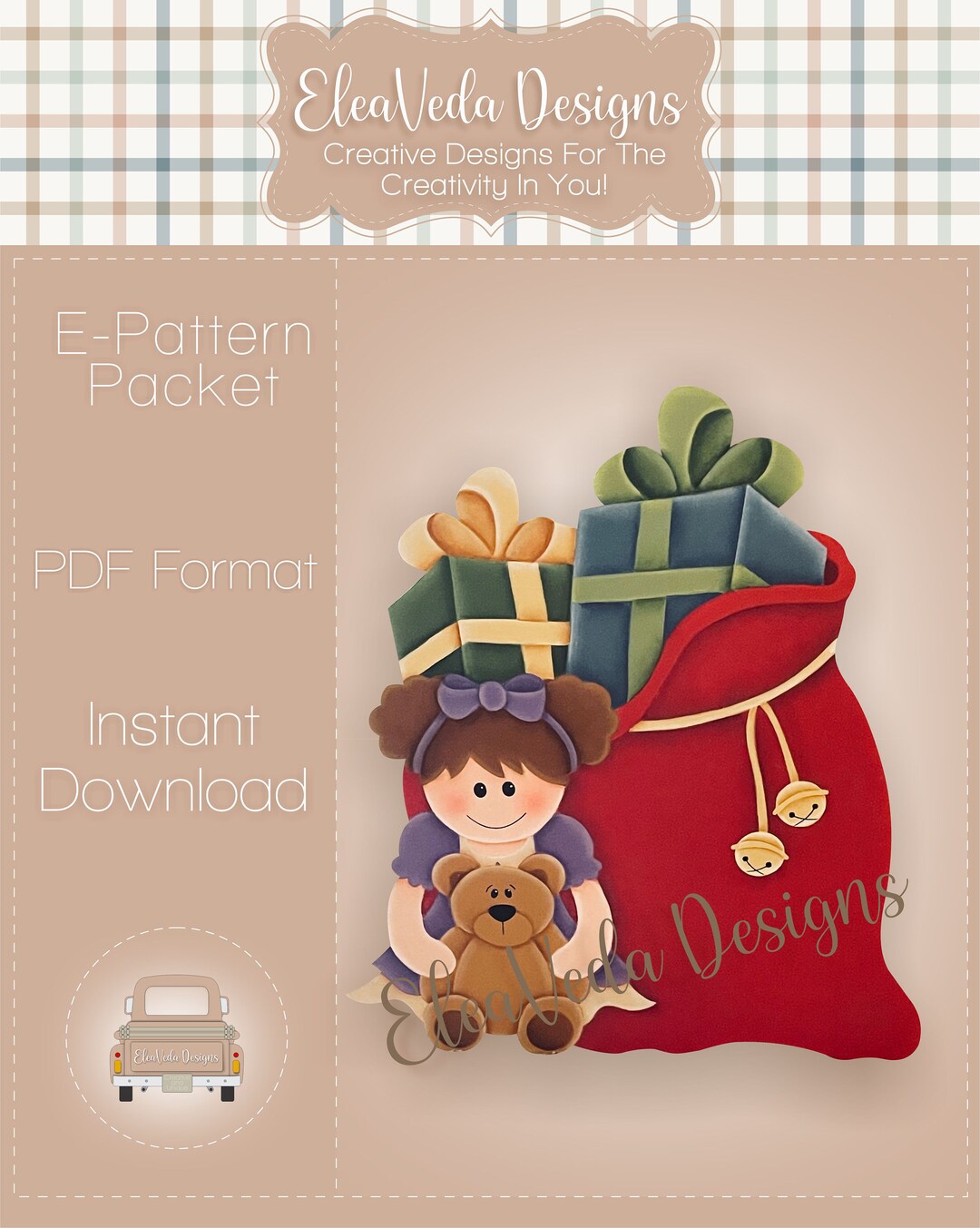 Santa's Bag Shelf Sitter -- Decorative Painting E-pattern -- Digital ...
