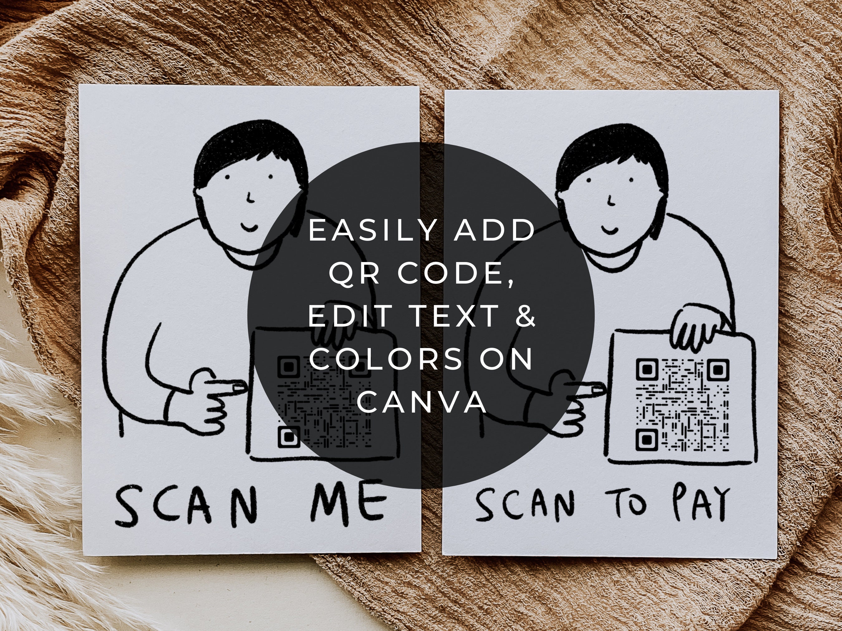 Illustration Point Scan QR Code Sign Template, Scan to Pay Sign, Social ...