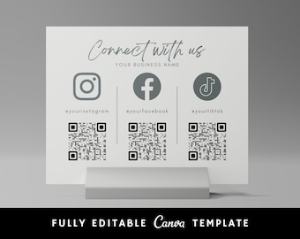 Connect With Us Sign, Social Media Sign, Small Business Sign, Printable ...