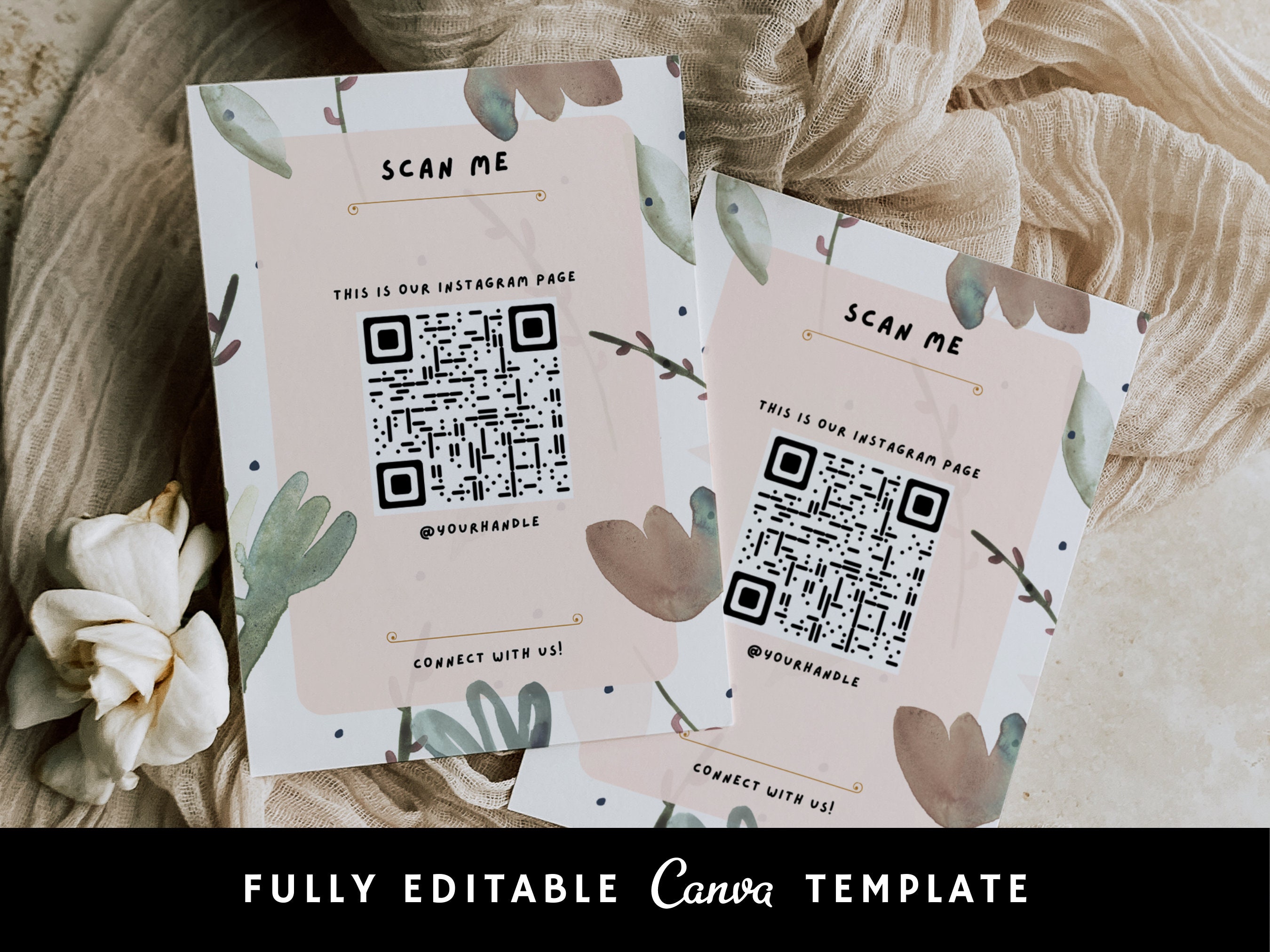 Unique QR Code Sign Template, Social Media, Connect Small Business ...