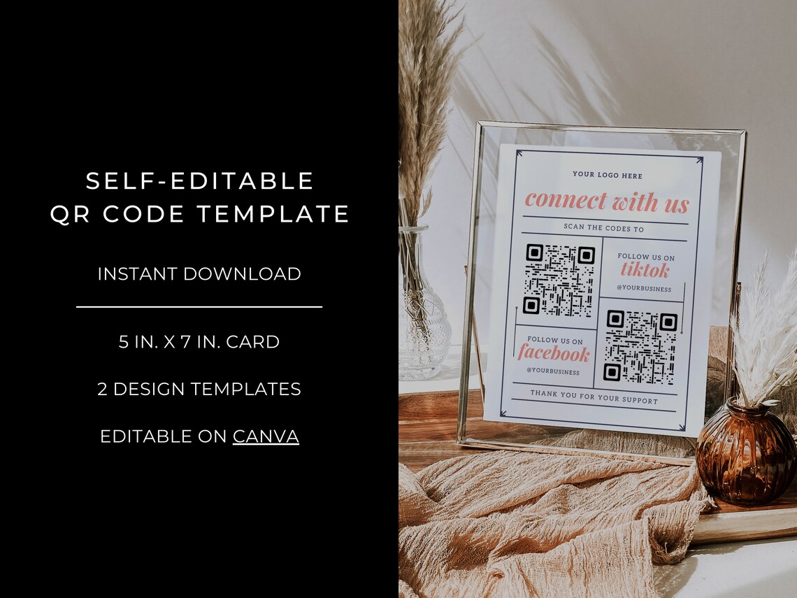 Multiple QR Code Sign Template, Scan to Pay Sign, Small Business Sign ...