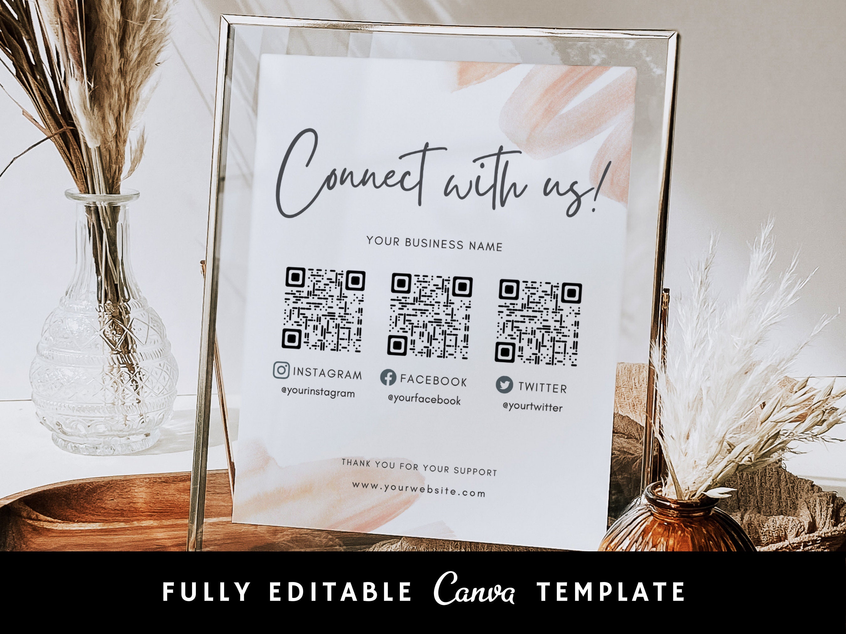 Social Media QR Code Sign Template, Connect Small Business Sign ... Social Media QR Code Sign Template, Connect Small Business Sign ...