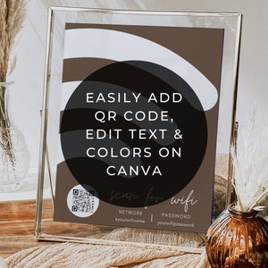 WIFI QR Code Sign Template, Scan for WIFI, Scan to Connect Sign, Wifi ...