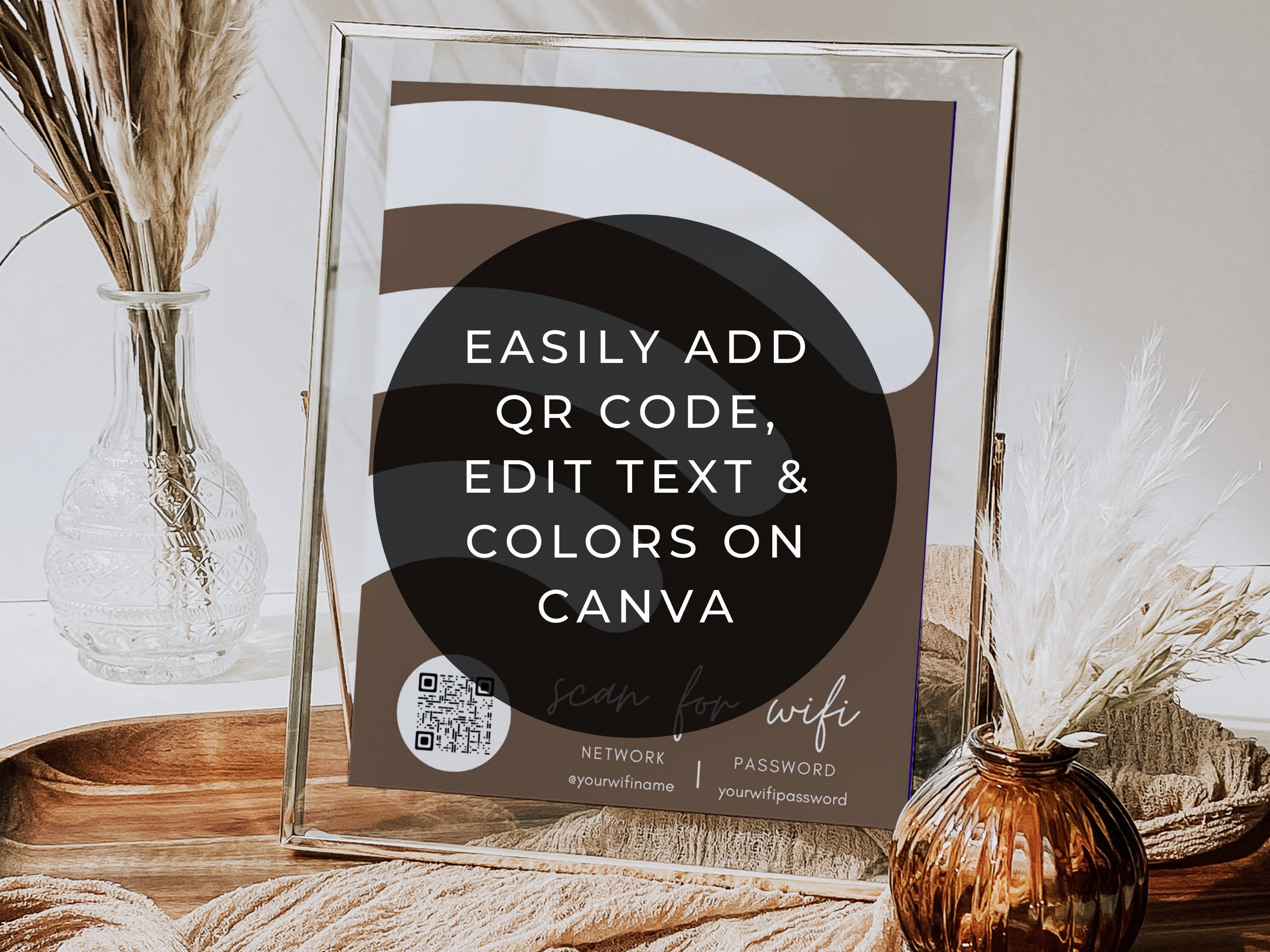 WIFI QR Code Sign Template, Scan for WIFI, Scan to Connect Sign, Wifi ...