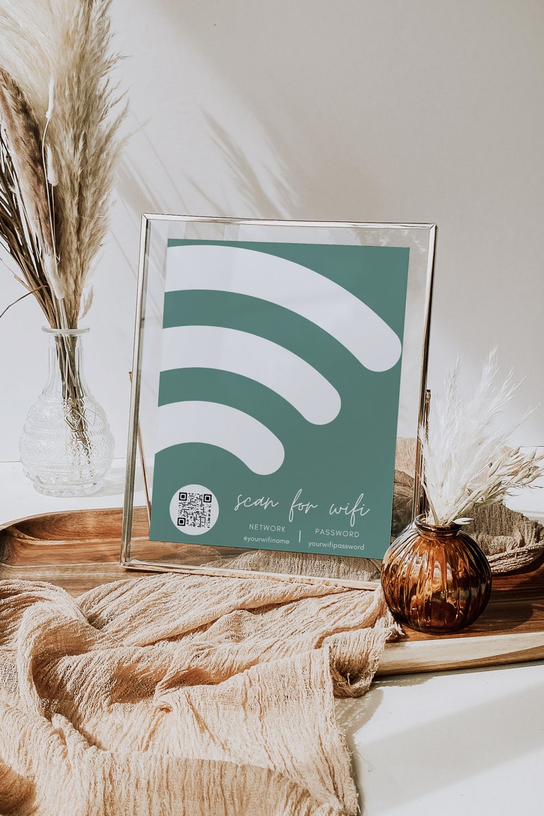WIFI QR Code Sign Template, Scan for WIFI, Scan to Connect Sign, Wifi ...