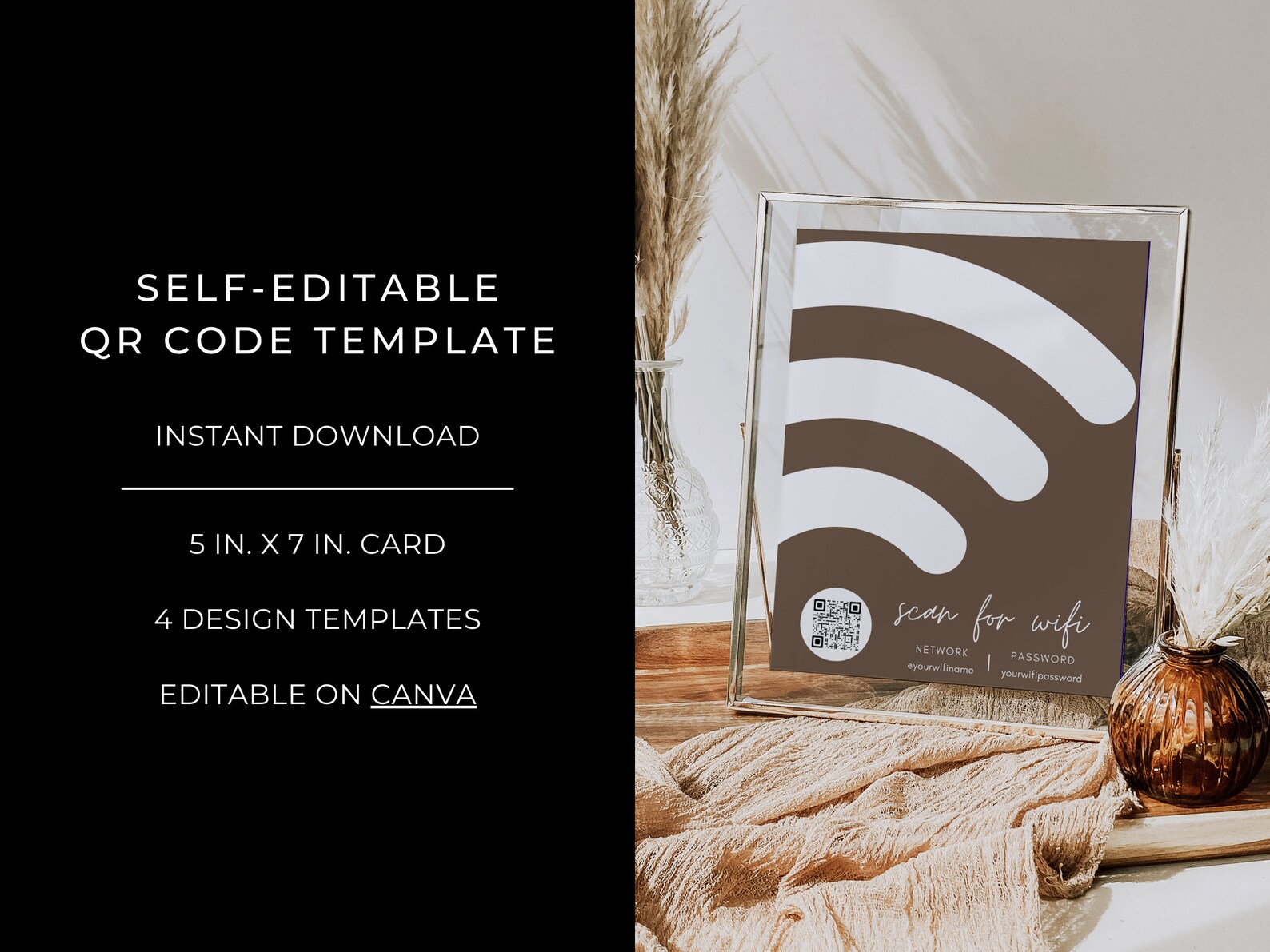 WIFI QR Code Sign Template, Scan for WIFI, Scan to Connect Sign, Wifi ...