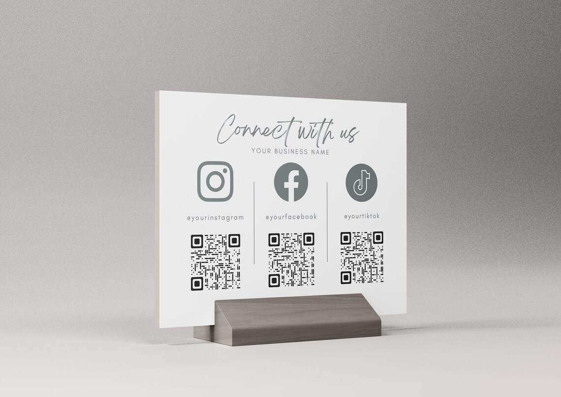 Connect With Us QR Code Sign Template Social Media Small - Etsy
