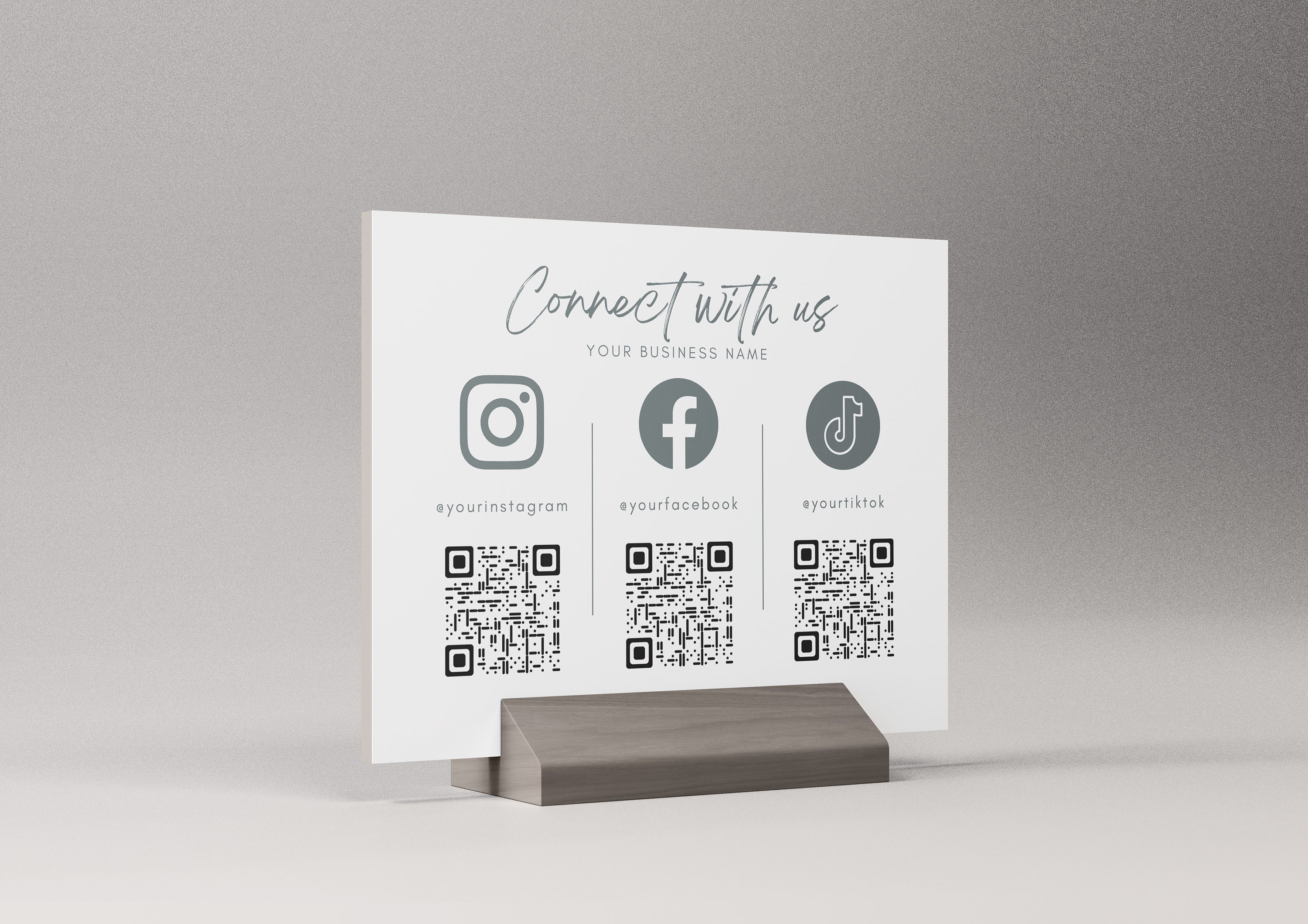 Connect With Us QR Code Sign Template Social Media Small - Etsy