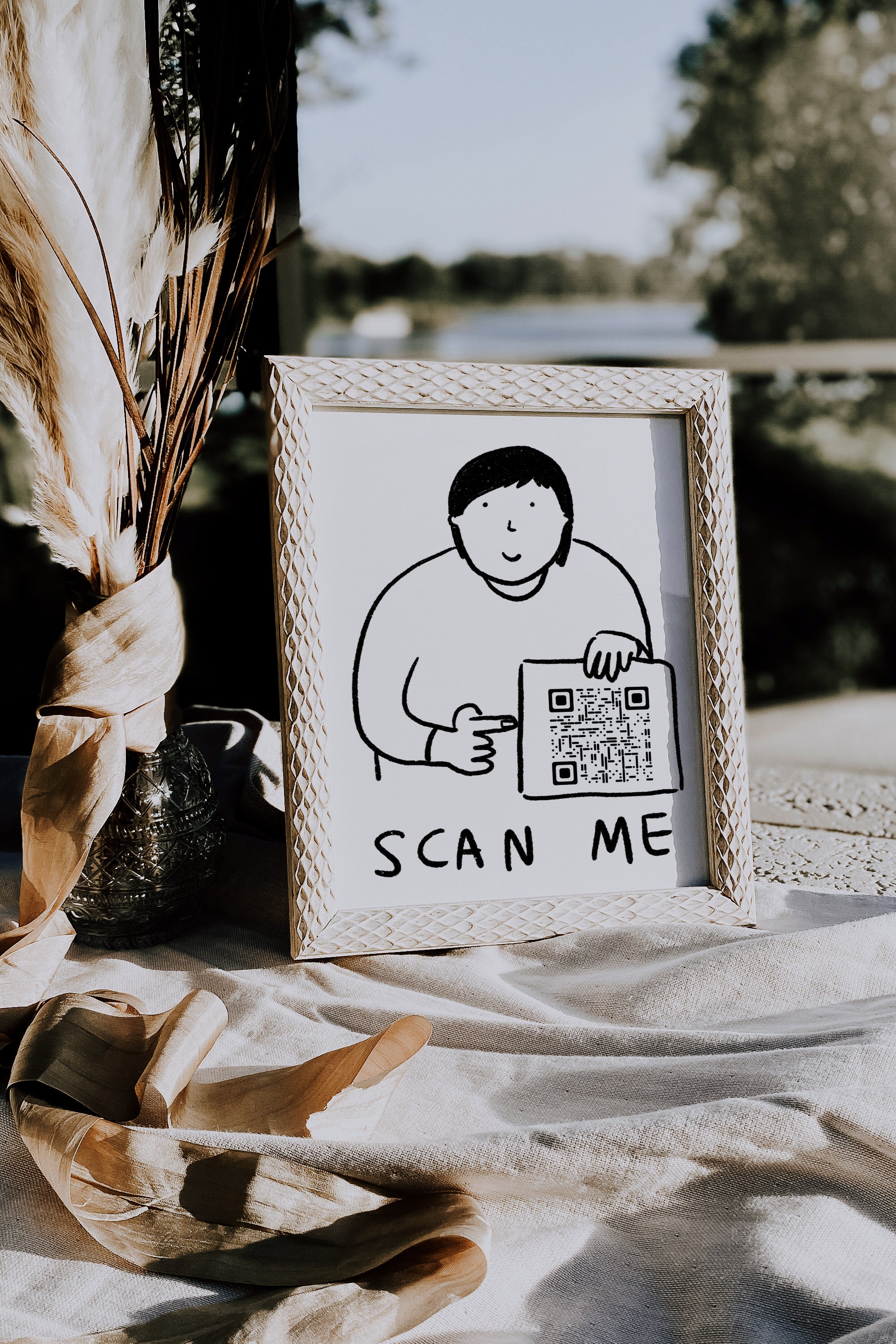 Illustration Point Scan QR Code Sign Template, Scan to Pay Sign, Social ...