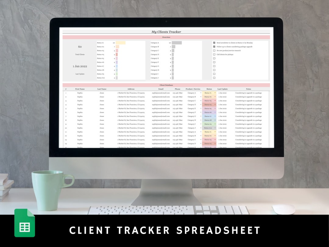 Client Tracker Spreadsheet, Business Tracker, Client Planner, Leads ...