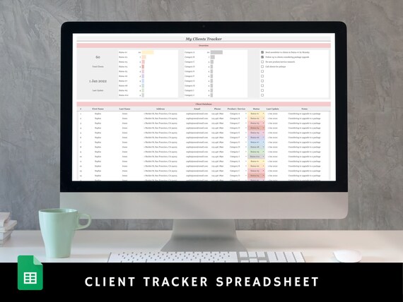 Client Tracker Spreadsheet Business Tracker Client Planner - Etsy